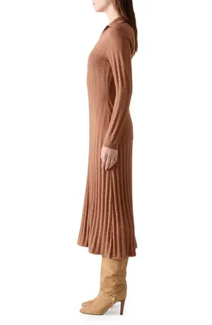 LK BENNETT Mika Long Sleeve Cotton & Merino Wool Sweater Dress