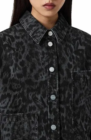 ALLSAINTS Leopard Denim Trucker Jacket