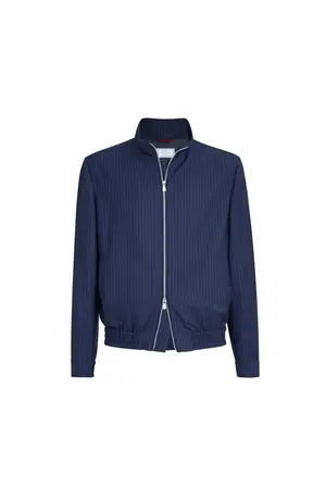 Brunello Cucinelli Pinstripe Fresco Outerwear Jacket