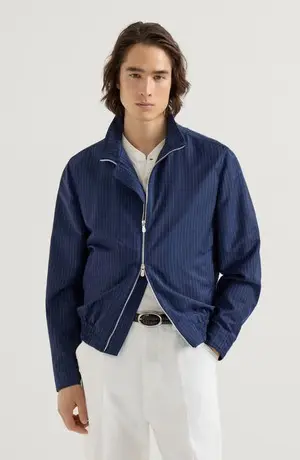 Brunello Cucinelli Pinstripe Fresco Outerwear Jacket