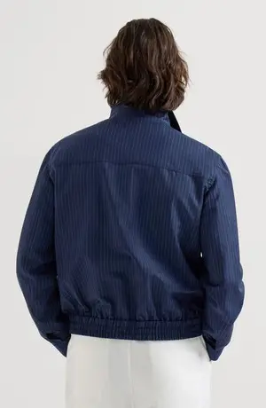 Brunello Cucinelli Pinstripe Fresco Outerwear Jacket