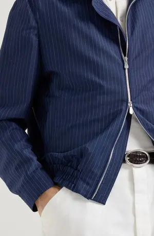 Brunello Cucinelli Pinstripe Fresco Outerwear Jacket