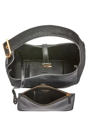 Saint Laurent Small Le 5 À 7 Genuine Calf Hair Shoulder Bag - Noir