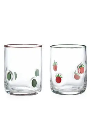 GODINGER Set Of 2 Coordinated Icon Glasses - Green/red