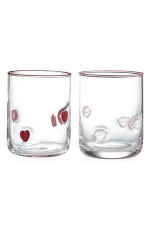 GODINGER Set Of 2 Coordinated Icon Glasses - Red