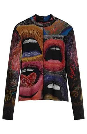Desigual Lip Print Long-sleeve Top