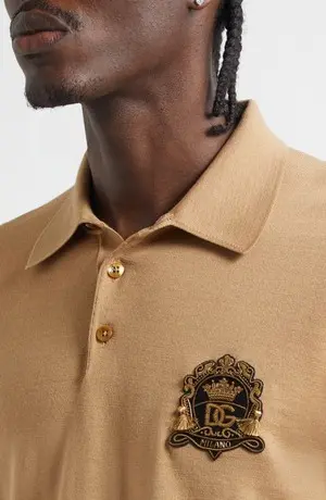 Dolce & Gabbana Logo Patch Virgin Wool Polo