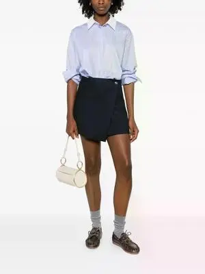 Maje 2-in-1 Striped Shirt Dress With Asymmetrical Wrap Skirt - Blue