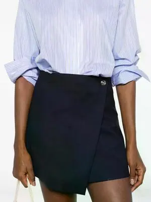 Maje 2-in-1 Striped Shirt Dress With Asymmetrical Wrap Skirt - Blue