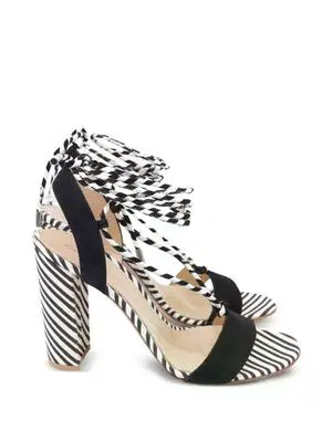 GIANVITO ROSSI Striped Strappy Sandals - White
