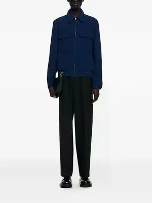 Sandro Textured Zip-up Jacket With Classic Collar - Blue