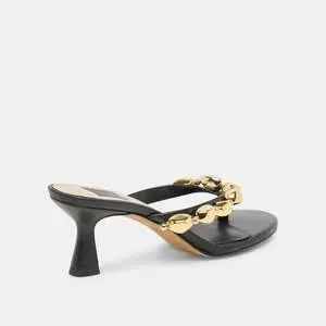 DOLCEVITA Daksie Beaded Thong High Heel Sandals - Black Leather