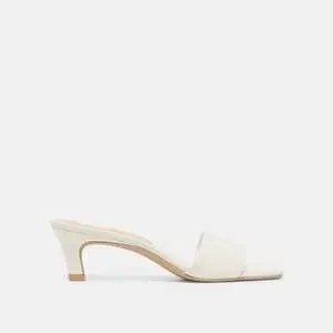 DOLCEVITA Rexa Kitten Heel Mules - True White Leather