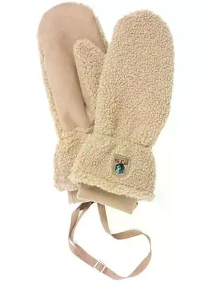 PARAJUMPERS Logo-patch Bouclé Mittens - Neutrals