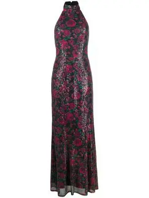ROTATE BY BIRGER CHRISTENSEN Rose-pattern Sequin Maxi Dress
