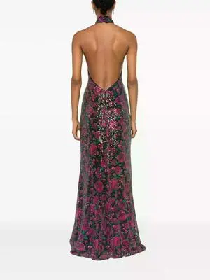 ROTATE BY BIRGER CHRISTENSEN Rose-pattern Sequin Maxi Dress