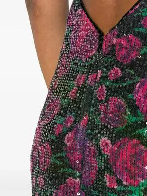 ROTATE BY BIRGER CHRISTENSEN Rose-pattern Sequin Maxi Dress