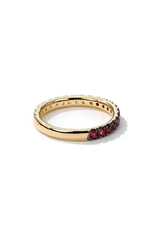 MARK HENRY Half & Half Ring With Diamonds And Emeralds In 18k Gold - Ruby