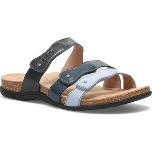 TAOS Scribble Leather Slide Sandal - Blue Multi