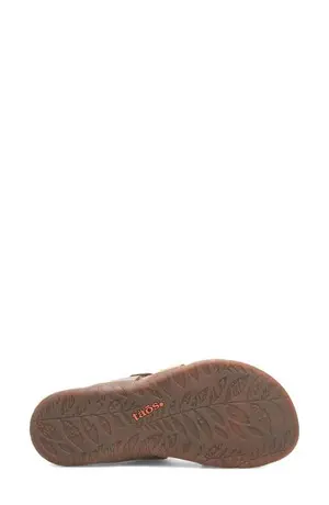 TAOS Scribble Leather Slide Sandal - Brown Multi