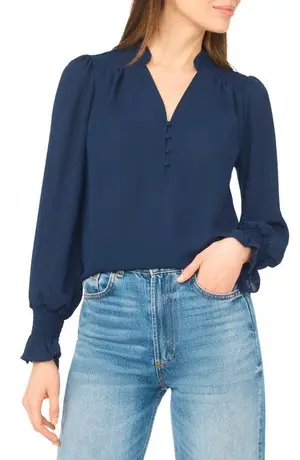 Cece Dupraz Band Collar Blouses