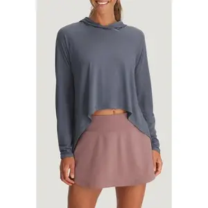 FREE FLY Lightweight Crop Hoodie - Storm Cloud