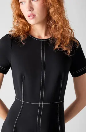 LK BENNETT Eugine Topstitch Midi Dress