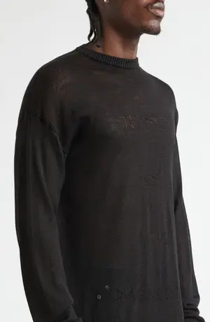 Rick Owens Temple Rivet Sheer Virgin Wool Sweater