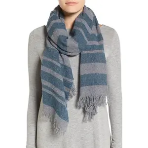 Eileen Fisher Stripe Cashmere & Wool Scarf - Fir