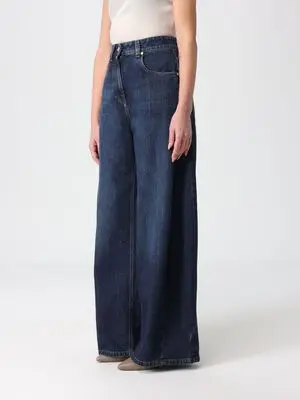 Brunello Cucinelli High-waisted Wide Leg Cotton Denim Jeans - Blue