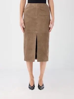 ROTATE BY BIRGER CHRISTENSEN Suede Midi Skirt With Slit Detail