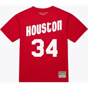 Mitchell & Ness Hakeem Olajuwon Houston Rockets Hardwood Classics Name & Number T-shirt - Red