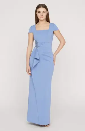 Js Collections Matilda Bead Detail Cascade Ruffle Gown
