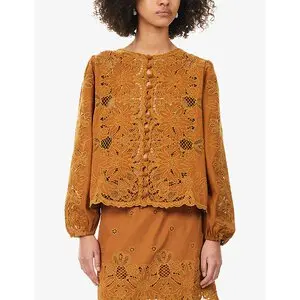 Farm Rio Richilieu Broderie-lace Cotton Blouse