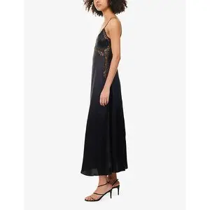 REFORMATION Ericka Lace-trim Silk Maxi Dress