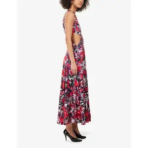 Givenchy Floral-print Cut-out Woven Midi Dress - Fuchsia