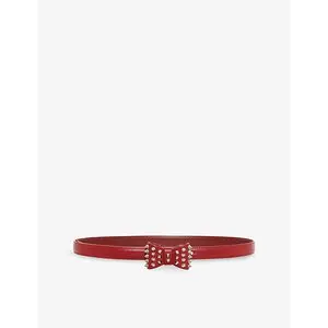 The Kooples Stud-embellished Leather Belt - Tango Red