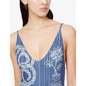 Agua Bendita Luca Floral-embroidered Swimsuit