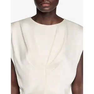 Sandro Pleated Round-neck Crop Top