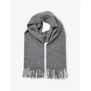 Whistles Fringed Wool Blanket Scarf - Grey