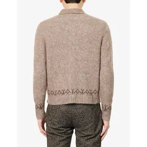 PERCIVAL Novel Collared Stretch-wool Blend Cardigan
