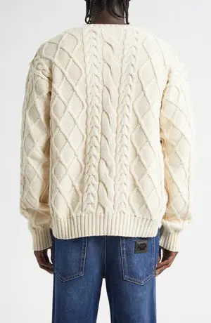 Dolce & Gabbana Embroidered Cable Stitch Sweater - Beige