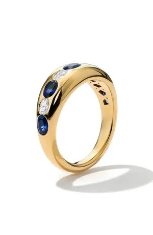 MARK HENRY Petite Oval And Diamond Ring In 18k Gold - Sapphire