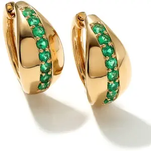 MARK HENRY Saturn Huggie Hoop Earrings - Emerald