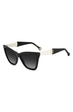 Carolina Herrera 59mm Gradient Cat Eye Sunglasses - Black White/dark Grey