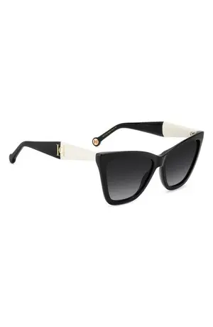 Carolina Herrera 59mm Gradient Cat Eye Sunglasses - Black White/dark Grey
