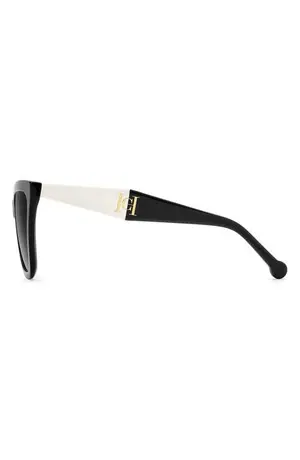 Carolina Herrera 59mm Gradient Cat Eye Sunglasses - Black White/dark Grey