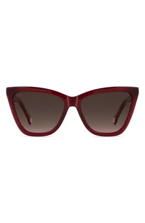 Carolina Herrera 59mm Gradient Cat Eye Sunglasses - Burgundy/brown