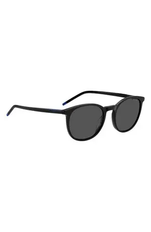 Hugo Panthos 53mm Round Sunglasses - Black/grey