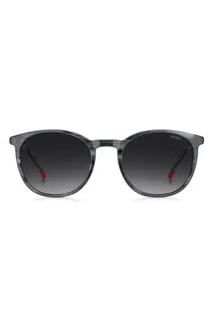 Hugo Panthos 53mm Round Sunglasses - Grey Horn/dark Grey Sf